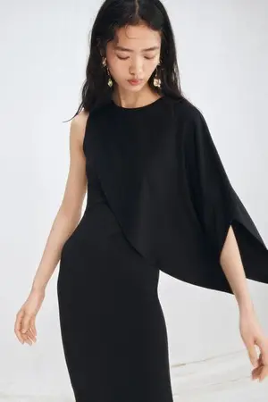 H&m Asymmetric Cape-detail Maxi Dress