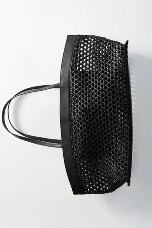 H&m Lattice-weave Shopper With Metal Hook Fastening