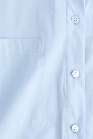 H&m Relaxed-fit Cotton Poplin Shirt With Contrast Collar Detail