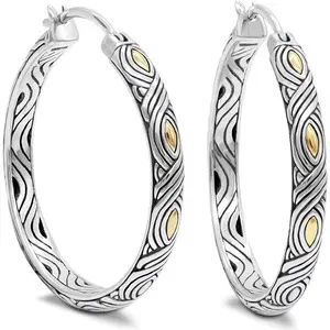 DEVATA 35mm Woven Hoop Earrings In Sterling And 18k Gold - Silver