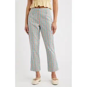 Faithfull The Brand Iria Check Cotton & Linen Capri Pants - Sofia Check