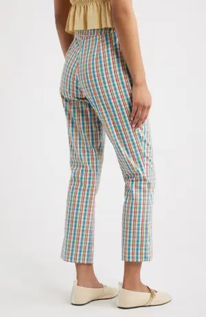 Faithfull The Brand Iria Check Cotton & Linen Capri Pants