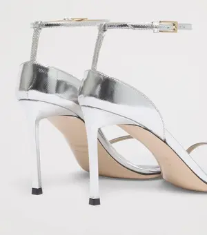 TOM FORD Metallic Leather Heeled Sandals - Silver