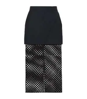 Max Mara Woven Midi Skirt - Navy