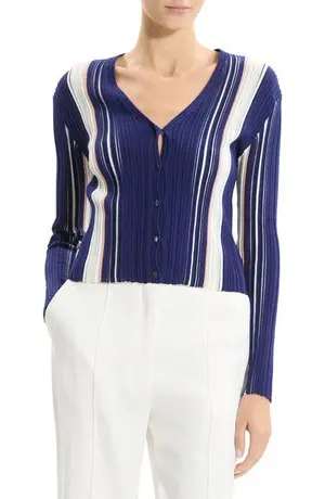 Theory Berk Rib Cardigan - Navy Multi