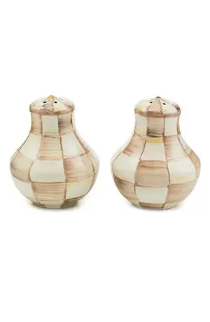 MACKENZIE-CHILDS Check Salt & Pepper Shaker Set - Mocha