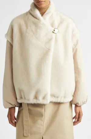 Moncler Chardonneret Layered Fleece Jacket - Beige
