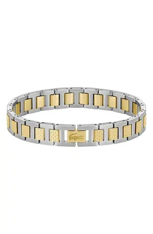 Lacoste H-link Bracelet With Crocodile Detail - Two Tone