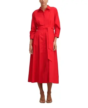 EVER NEW Sally Cotton Shirt Midi Dress - Red