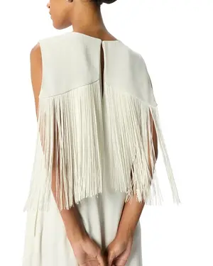 Whistles Sleeveless Fringe Back Midi Dress