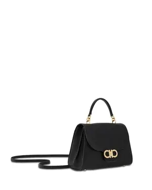 FERRAGAMO Double Gancino Small Leather Top Handle Bag