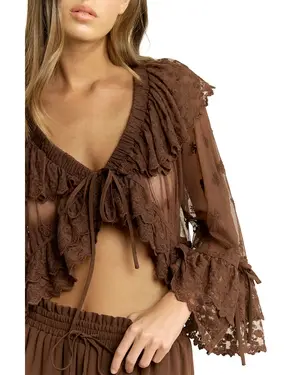 ELEVATOR DISCO Eleveator Disco Eleanor Ruffle Tie Front Top