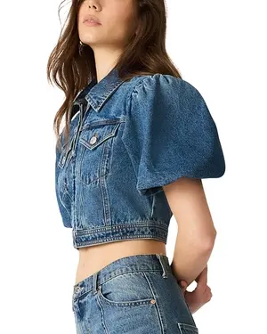 Steve Madden Marcy Puff Sleeve Denim Jacket