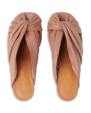 FORTE_FORTE Crossover Leather Block Heel Sandals