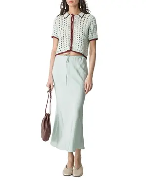 FORTE_FORTE Cable Luxe Crocheted Polo Shirt