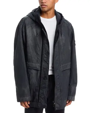 Stone Island Capospalla Hand Sprayed Hooded Parka Jacket - Black