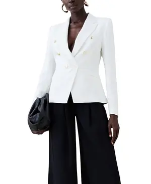Karen Millen Tailored Button Military Blazer - Ivory