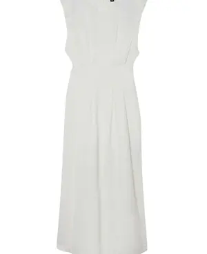 Karen Millen Linen Blend Pin Tucked Midi Dress