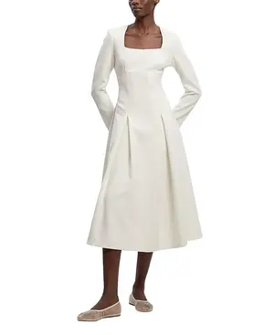 Karen Millen Stretch Sweetheart Neck Midi Dress - Ivory