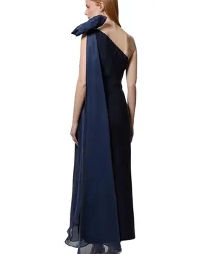 Karen Millen Shoulder Bow Cape Detail Maxi Dress - Navy