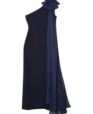 Karen Millen Shoulder Bow Cape Detail Maxi Dress - Navy