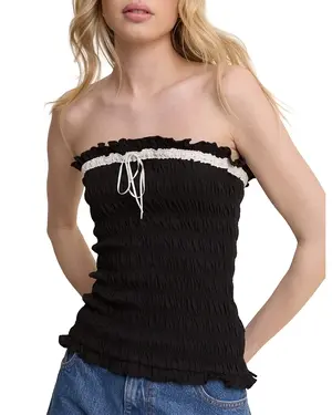 NOBODY'S CHILD Shirred Bandeau Top