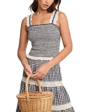 NOBODY'S CHILD Gingham Lace Top