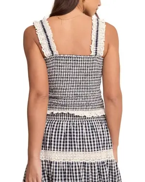 NOBODY'S CHILD Gingham Lace Top