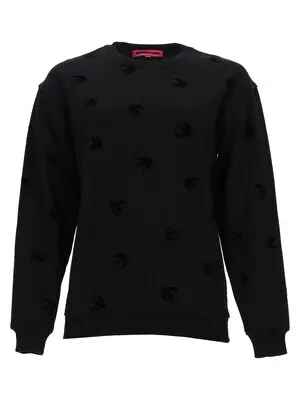 Alexander McQueen All-over Swallow Print Cotton Sweatshirt - Black