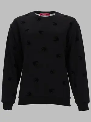 Alexander McQueen All-over Swallow Print Cotton Sweatshirt