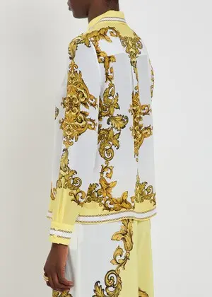 Alice + Olivia Printed Silk-chiffon Shirt - Yellow