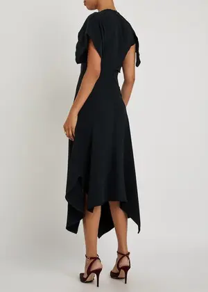 Victoria Beckham Asymmetric Draped Midi Dress