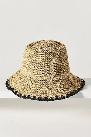 WYETH Straw Whipstitch Bucket Hat - Neutral
