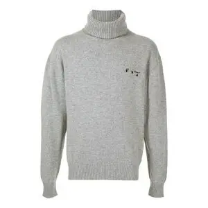 Off-White Embroidered Logo Turtleneck Sweater - Grey
