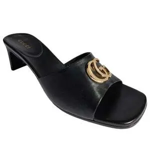 Gucci Slide Sandal With Double G Detail - Black
