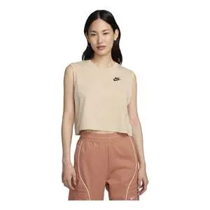 Nike Club Sleeveless Cropped Top - Beige