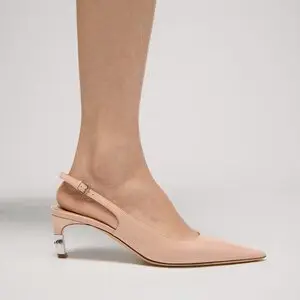 Gucci Castello Slingback Leather Mid Heel - Pink