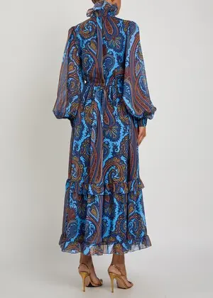 Etro Paisley-print Ruffled Chiffon Maxi Dress