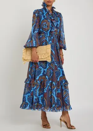Etro Paisley-print Ruffled Chiffon Maxi Dress