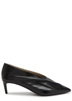 Khaite Miriam Draped Leather Pumps - Black