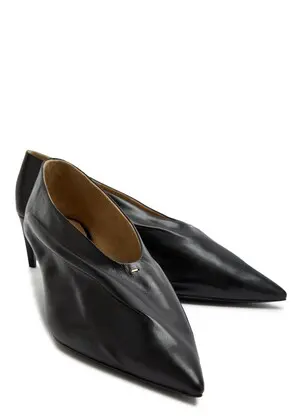 Khaite Miriam Draped Leather Pumps - Black