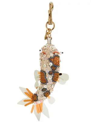 ANYA HINDMARCH Koi Fish Embellished Leather And Satin Bag Charm - Silver