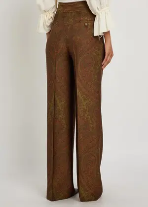 Etro Paisley-jacquard Wool-blend Trousers - Multicoloured