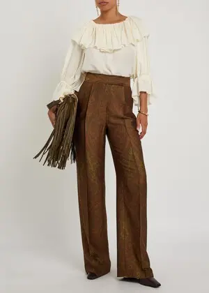 Etro Paisley-jacquard Wool-blend Trousers - Multicoloured
