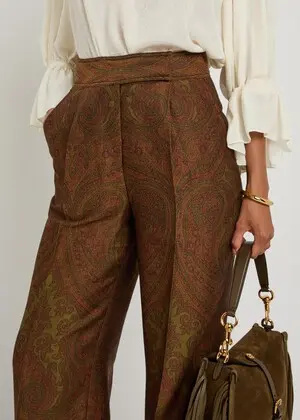 Etro Paisley-jacquard Wool-blend Trousers - Multicoloured