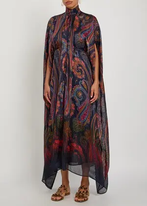 Etro Printed Gathered Silk-chiffon Midi Dress