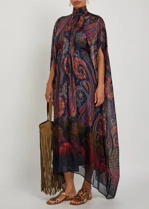 Etro Printed Gathered Silk-chiffon Midi Dress