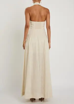 Alice + Olivia Kendall Halterneck Linen Maxi Dress