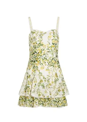 Alice + Olivia Meredith Floral-embroidered Cotton Mini Dress - Multicoloured