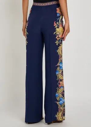 Etro Printed Straight-leg Silk Trousers